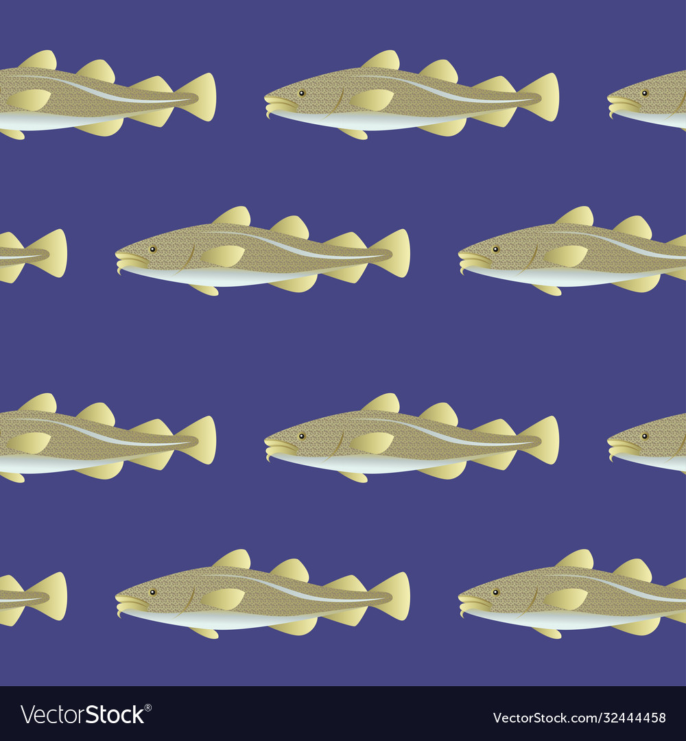 Seamless pattern cod fish background Royalty Free Vector