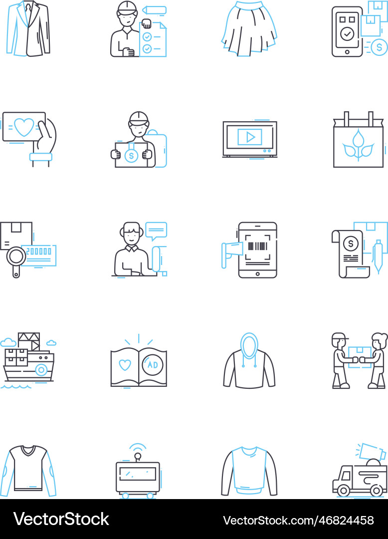 Supply chain linear icons set logistics sourcing Vector Image