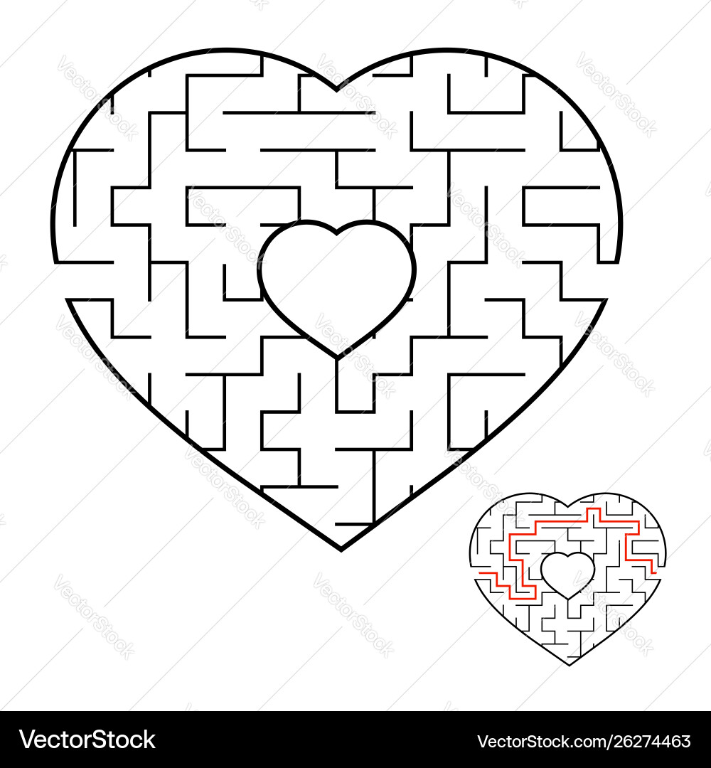 Abstract heart shaped labyrinth game for kids Vector Image