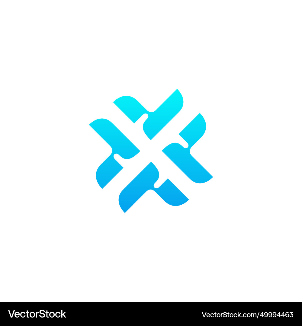 Abstract letter x or plus logo blue design Vector Image