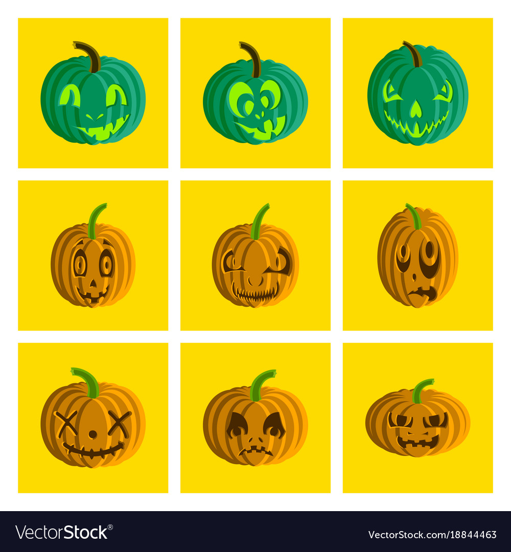 Assembly flat halloween pumpkin emotions Vector Image