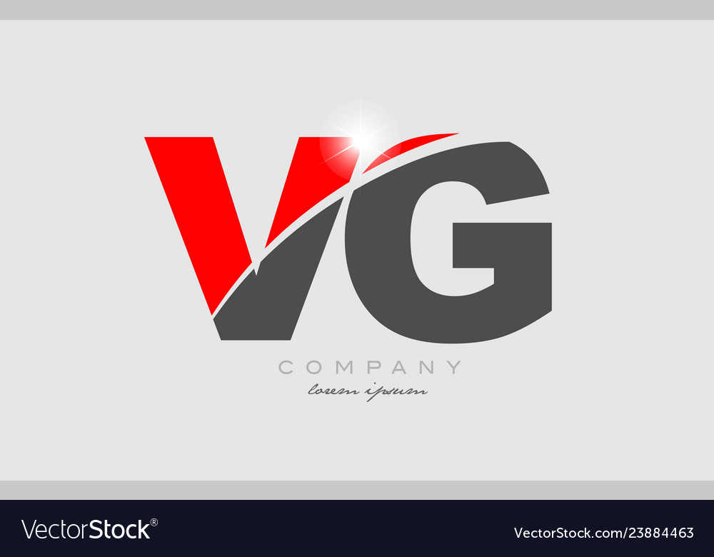 Combination letter vg v g in grey red color Vector Image