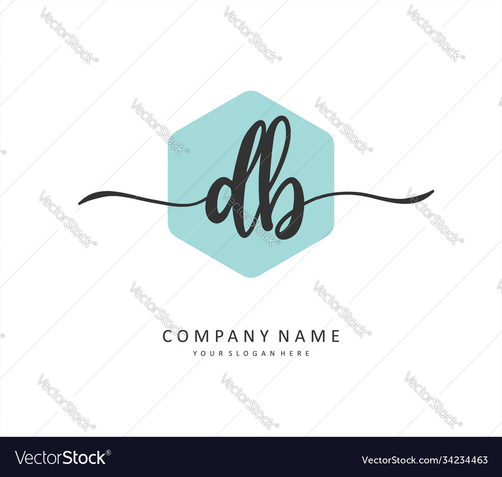 D b db initial letter handwriting and signature Vector Image