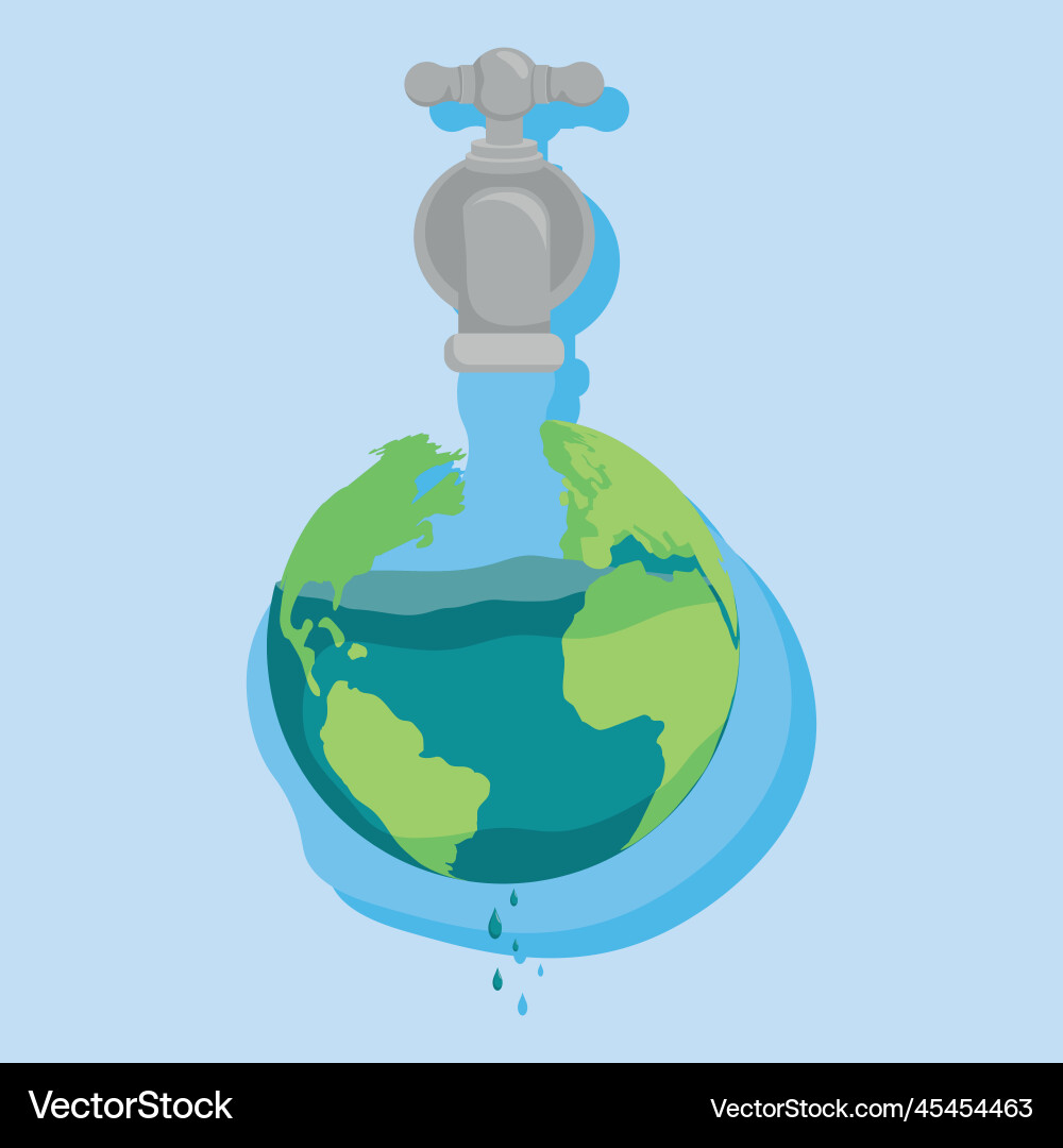 Earth planet and faucet Royalty Free Vector Image
