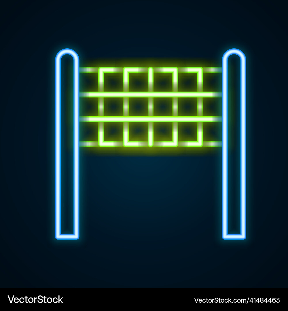 Glowing neon line volleyball net icon isolated Vector Image