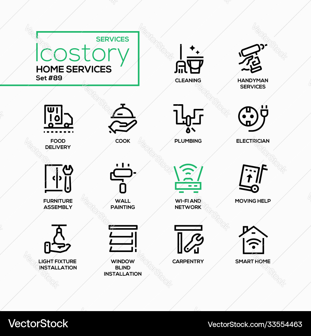 Home services - line design style icons set Vector Image