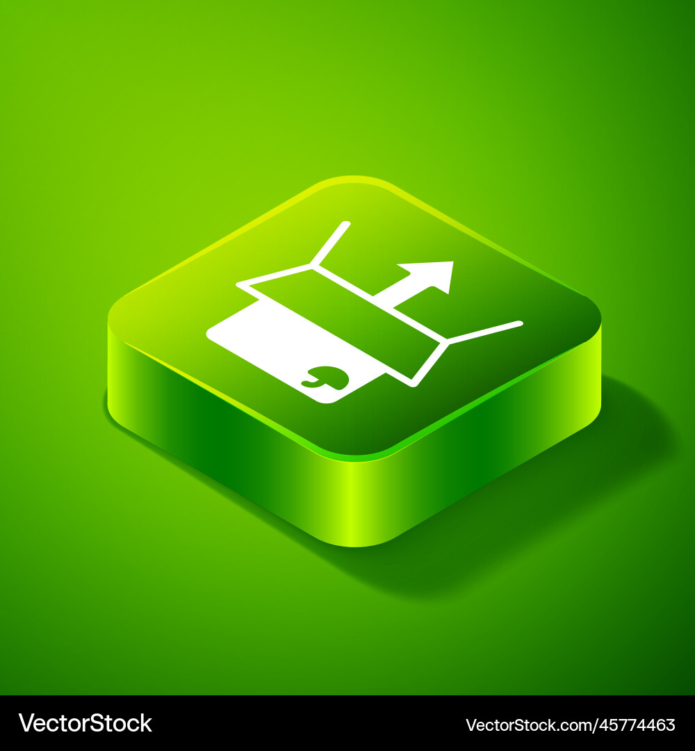 Isometric unboxing icon isolated on green Vector Image