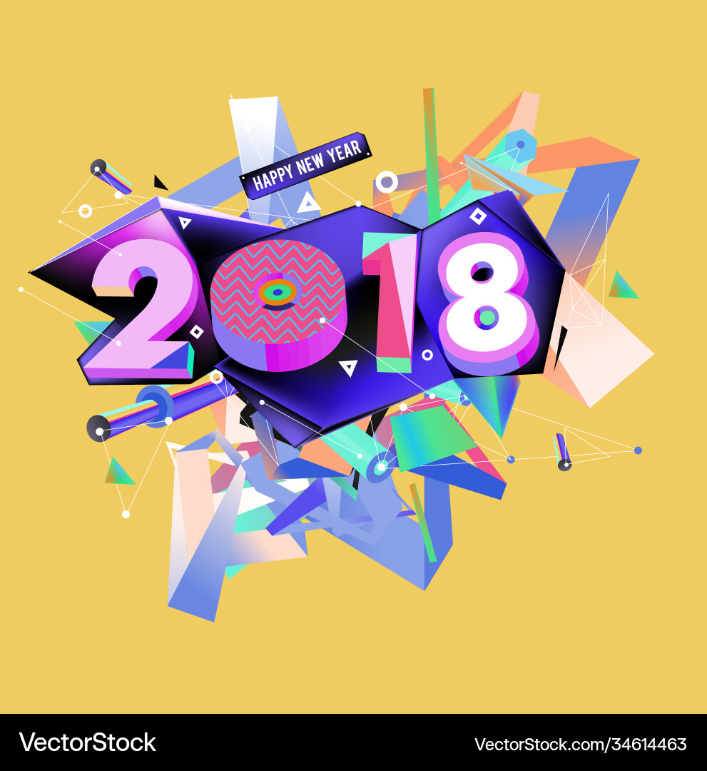 New year 2018 colorful design Royalty Free Vector Image