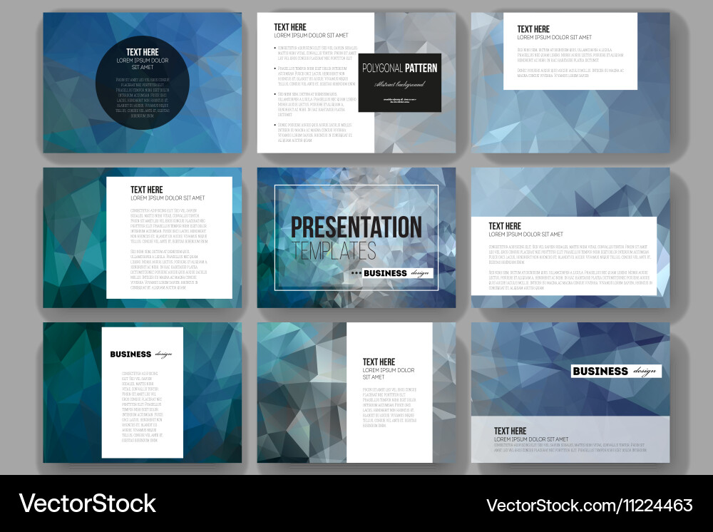 Set of 9 templates for presentation slides Vector Image