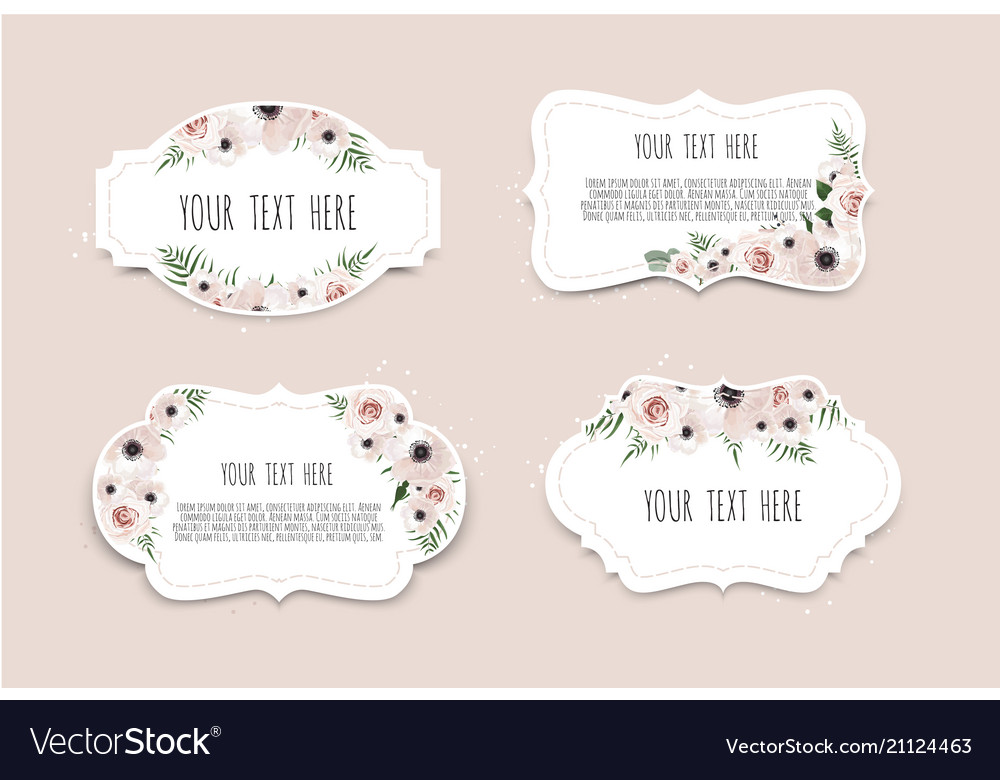 Set vintage labels with flowers frame Royalty Free Vector