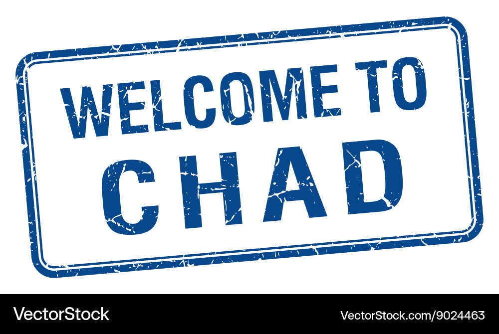 Welcome to chad blue grunge square stamp Vector Image