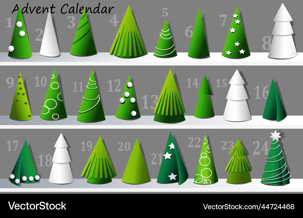 Advent calendar with paper christmas trees Vector Image