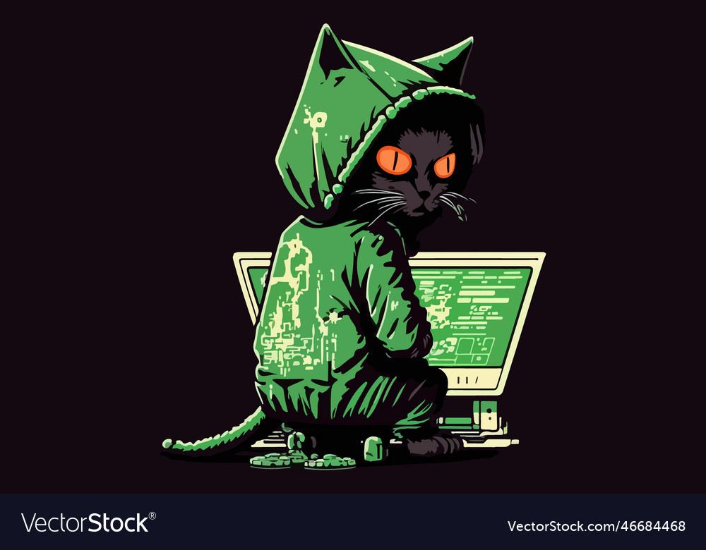 Cat hacker Royalty Free Vector Image - VectorStock Cat hacker Royalty Free Vector Image - VectorStock