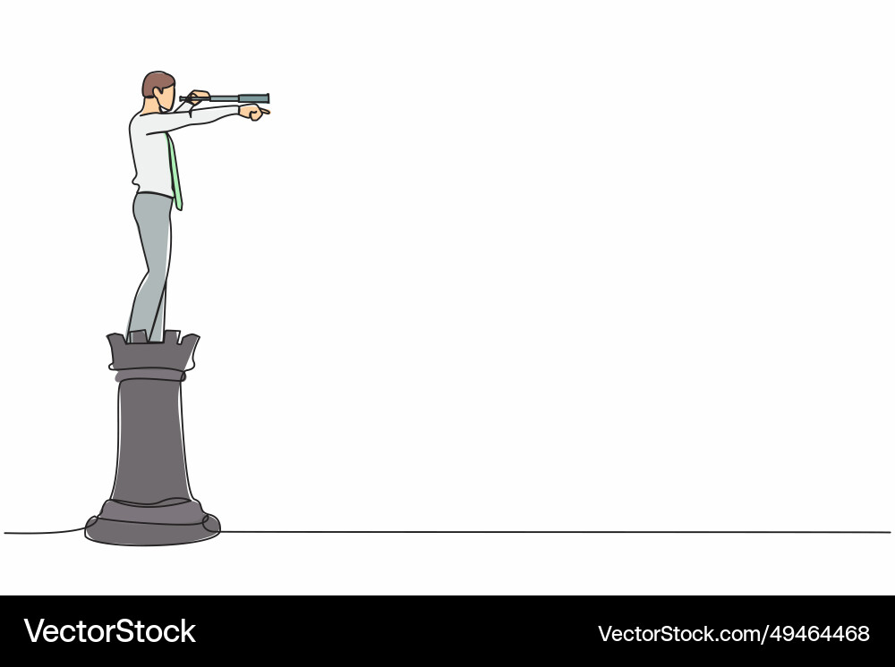 Continuous one line drawing businessman on top Vector Image