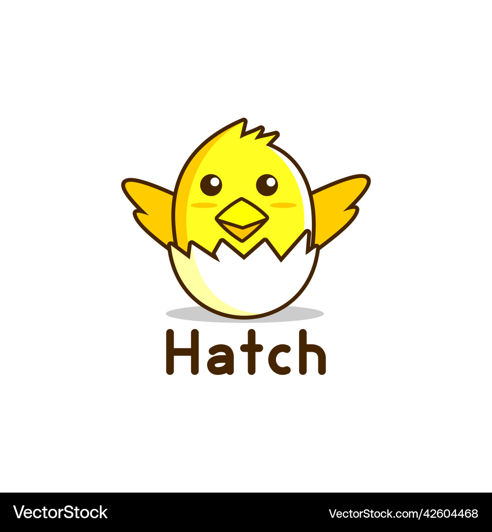 Cute yellow chick hatch newborn logo design Vector Image