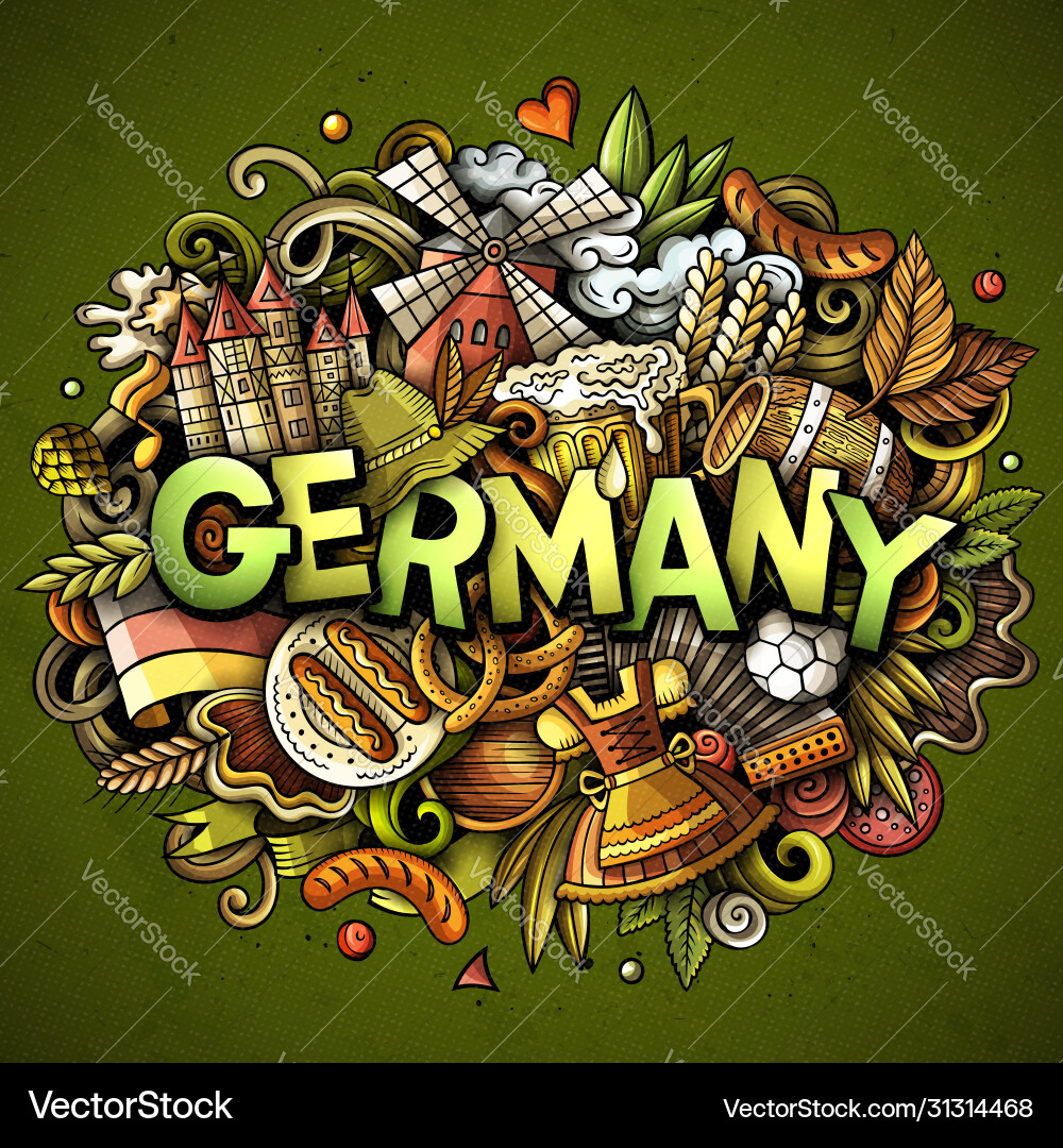 Germany hand drawn cartoon doodles Royalty Free Vector Image