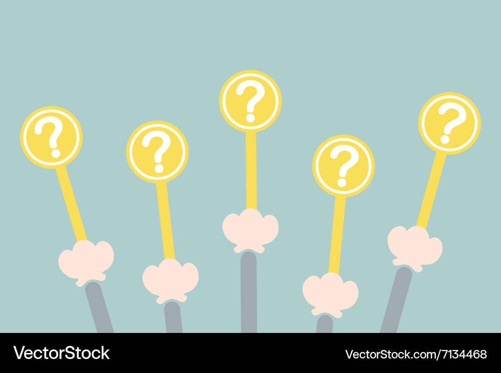 Hand businessman raise up question mark Royalty Free Vector