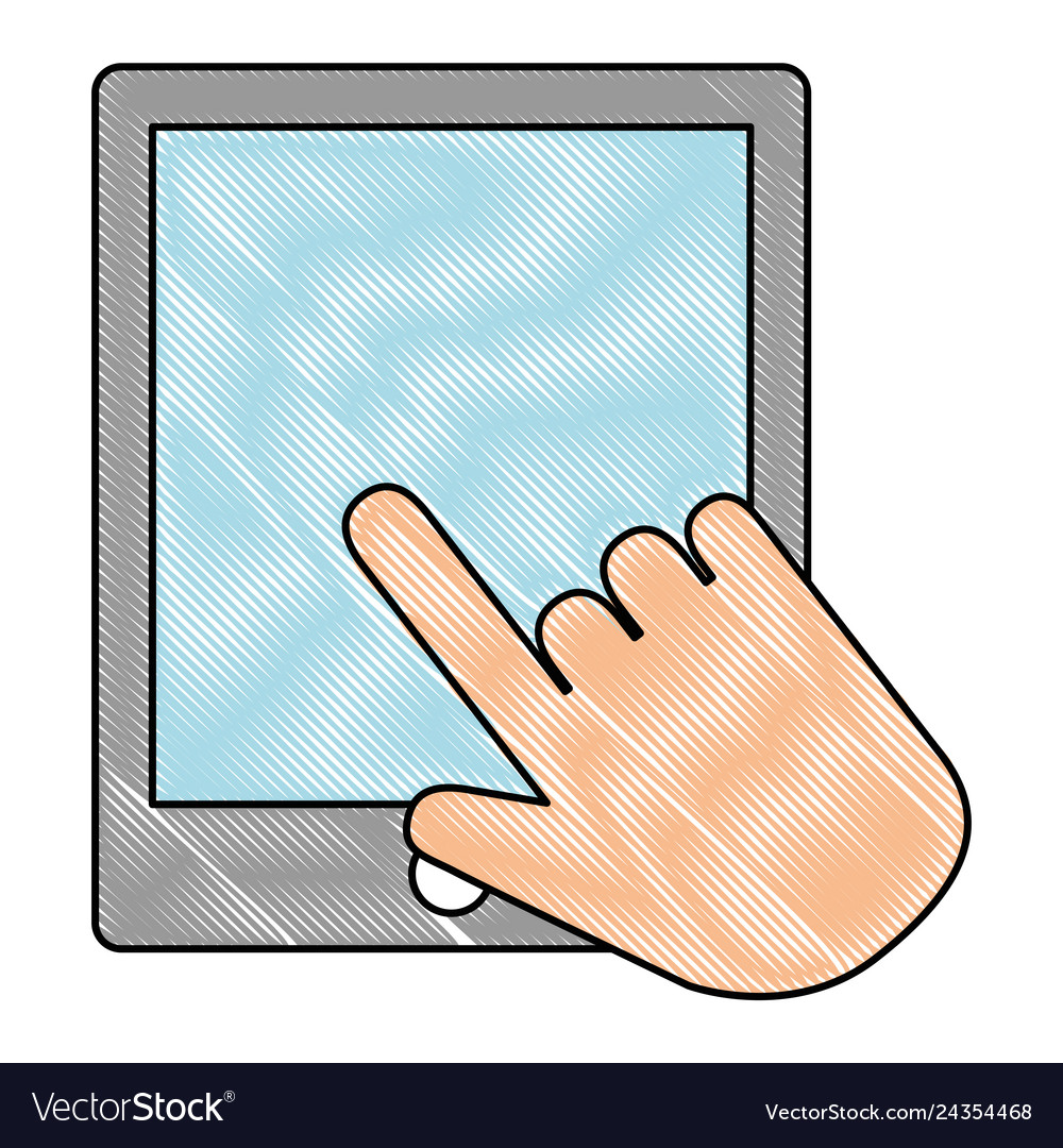 Hand using tablet electronic Royalty Free Vector Image