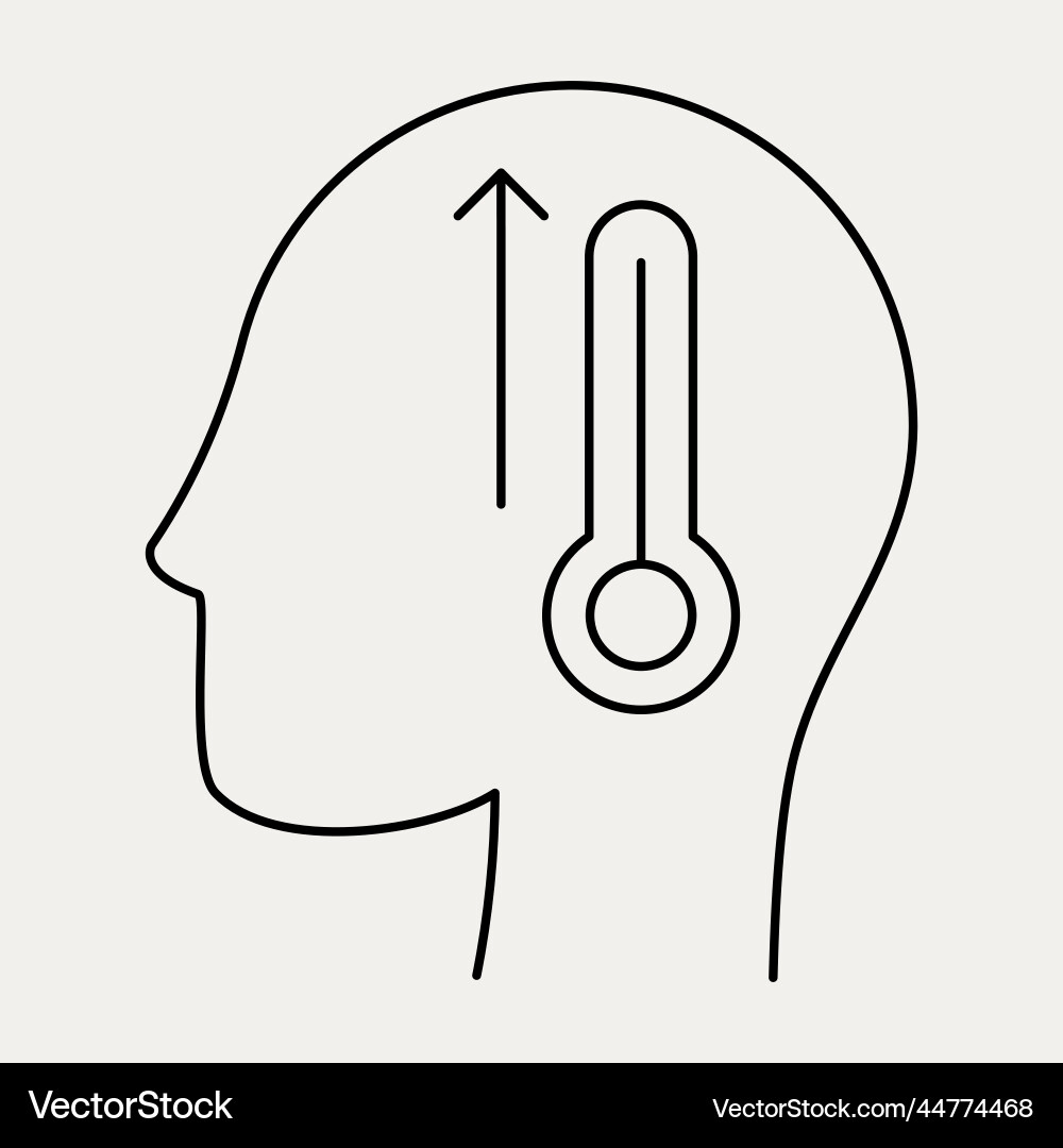 Line drawing character with high fever from Vector Image