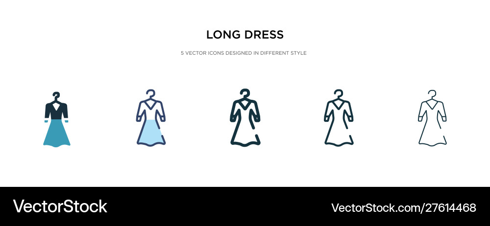 Long dress icon in different style two colored Vector Image
