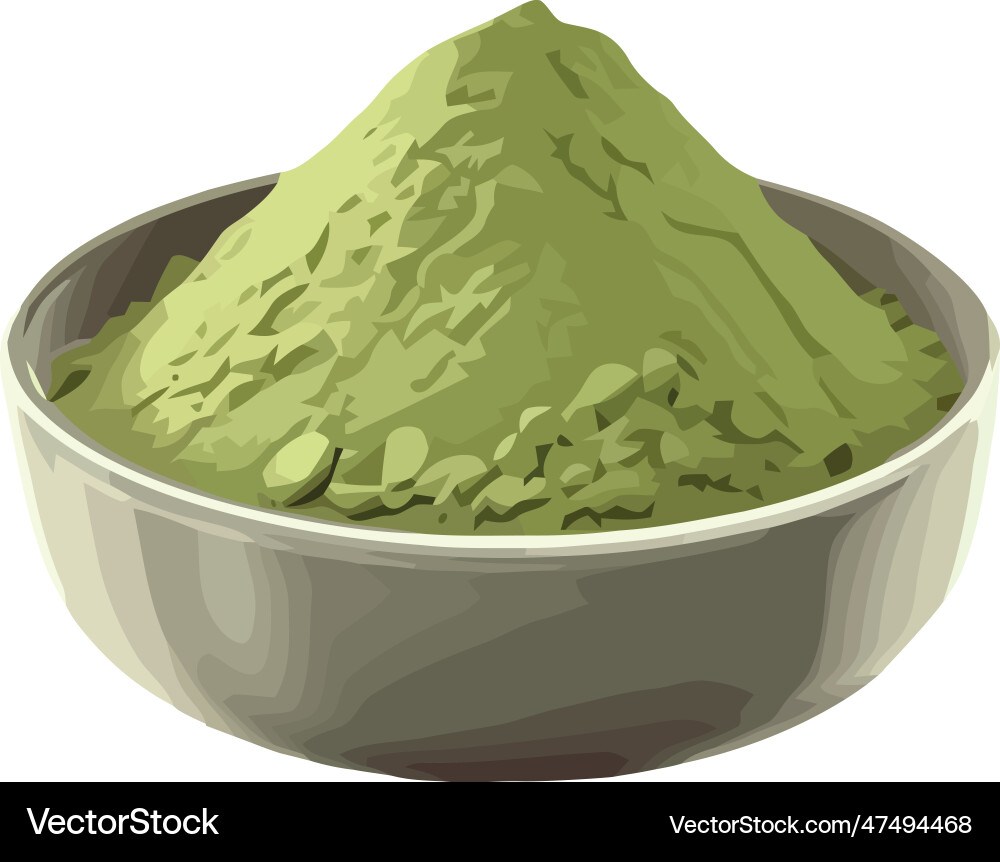 Organic matcha tea in bowl Royalty Free Vector Image