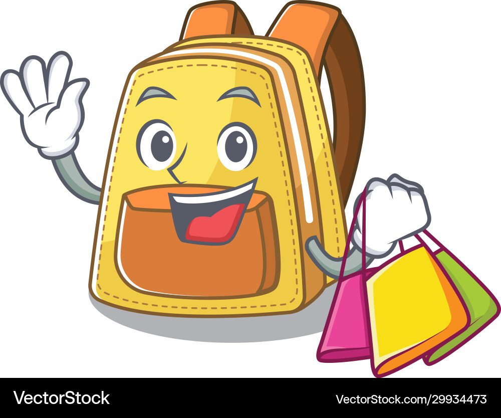A happy rich kids school backpack waving Vector Image