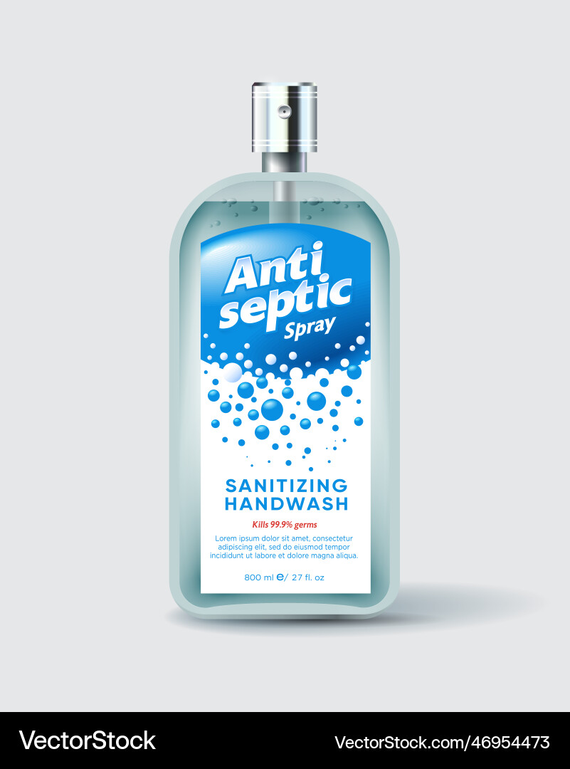 Antiseptic spray sanitizer label and packaging Vector Image