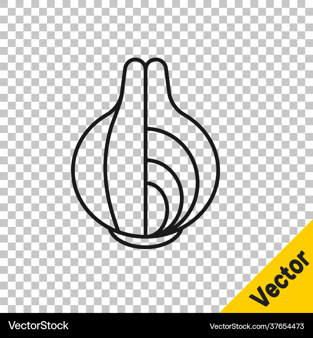 Black line onion icon isolated on transparent Vector Image