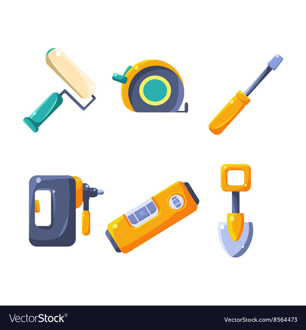 Construction work equipment collection Royalty Free Vector