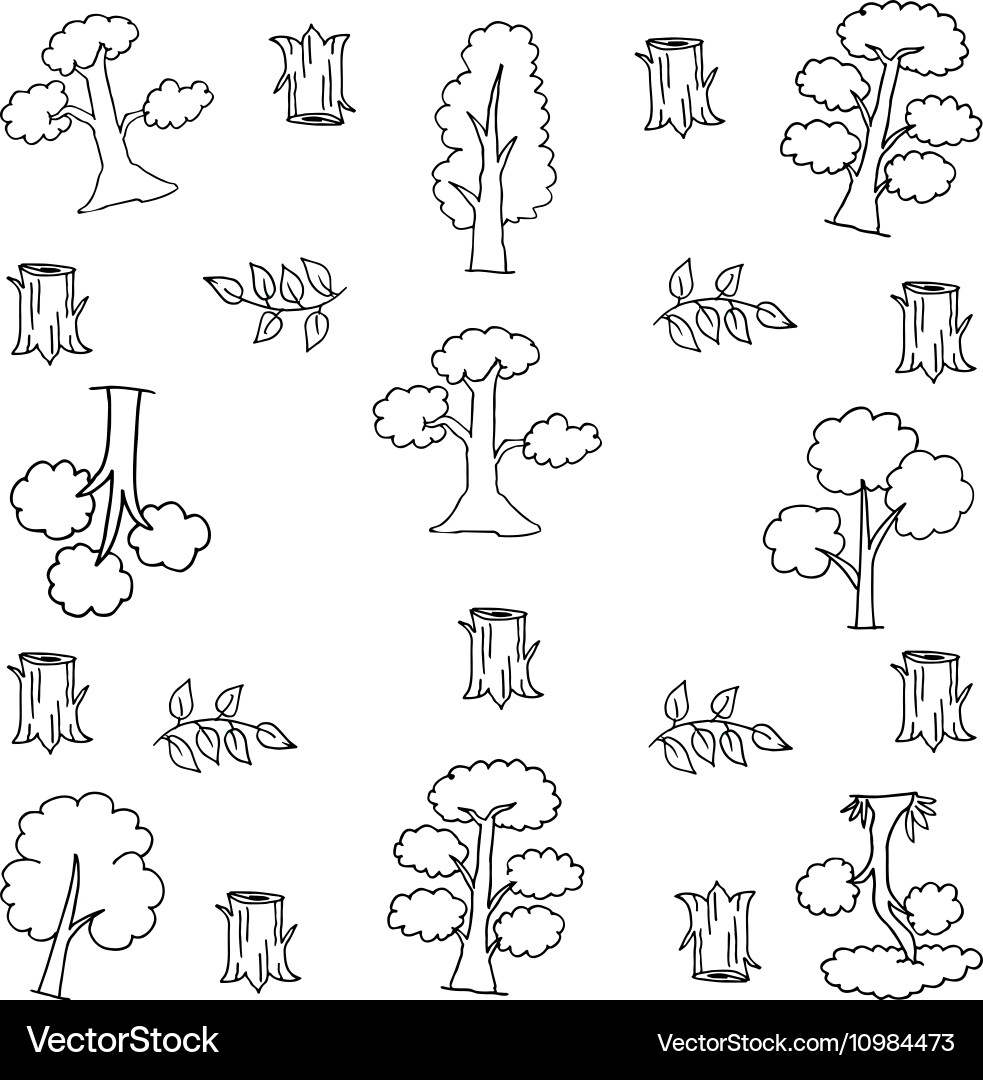 Doodle of tree leaf wood hand draw Royalty Free Vector Image