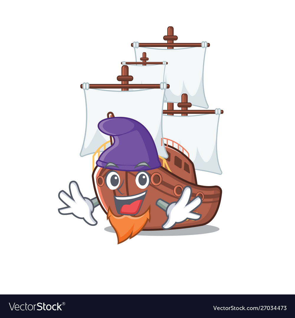 Elf pirate ship isolated with cartoon Royalty Free Vector