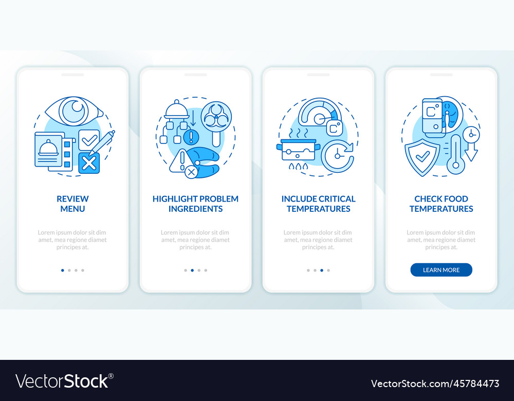 Haccp on practice blue onboarding mobile app Vector Image
