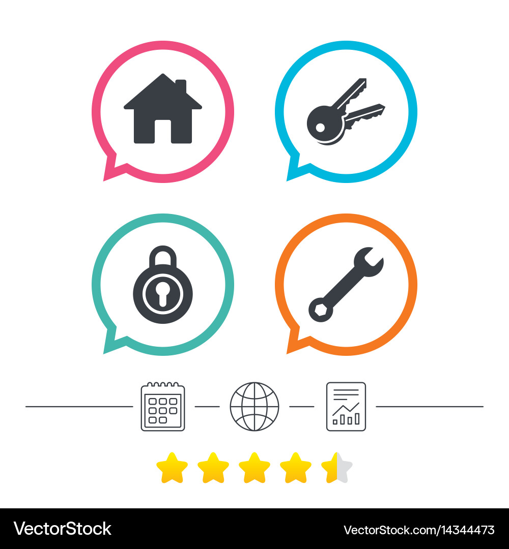 Home key icon wrench service tool symbol Vector Image