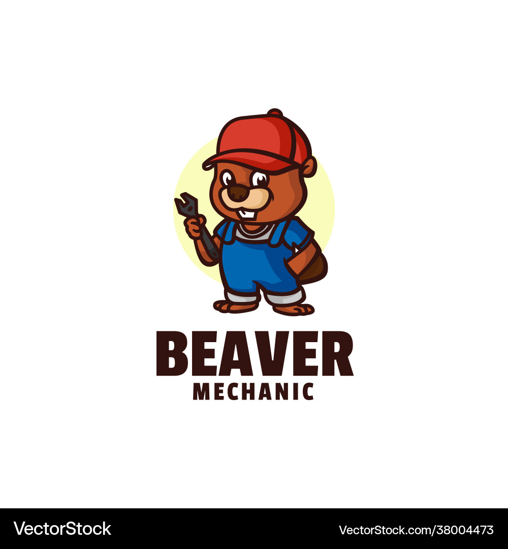 Logo beaver mascot cartoon style Royalty Free Vector Image