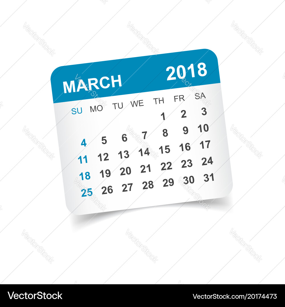 March 2018 calendar calendar sticker design Vector Image