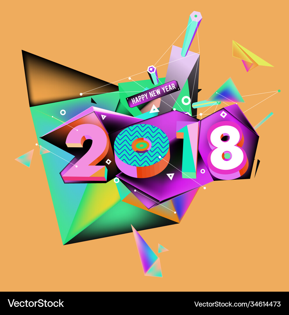 New year 2018 colorful design Royalty Free Vector Image