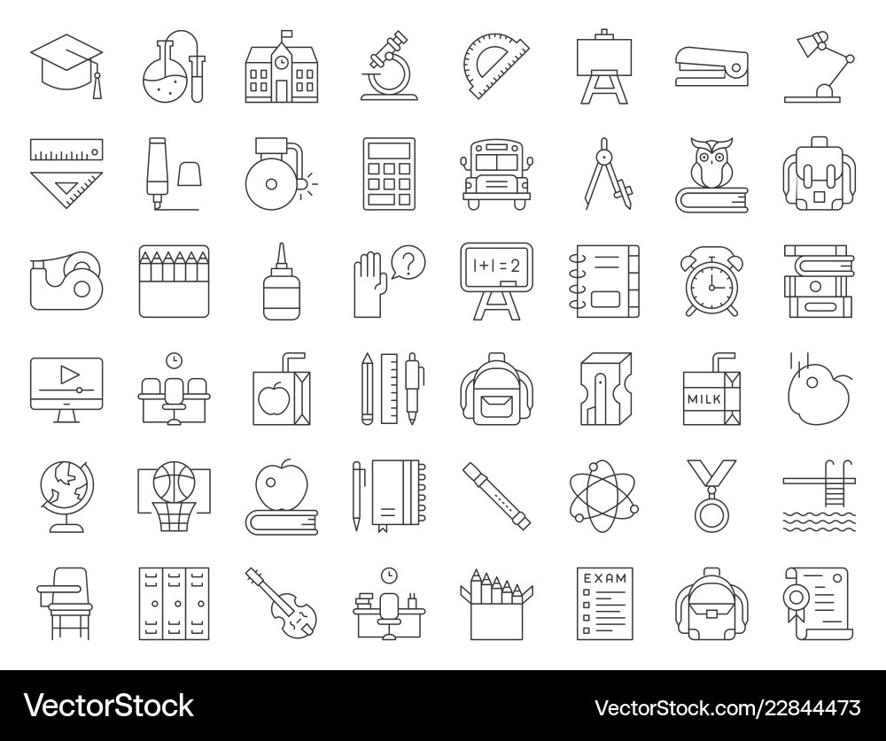 School and education related icon set such as Vector Image
