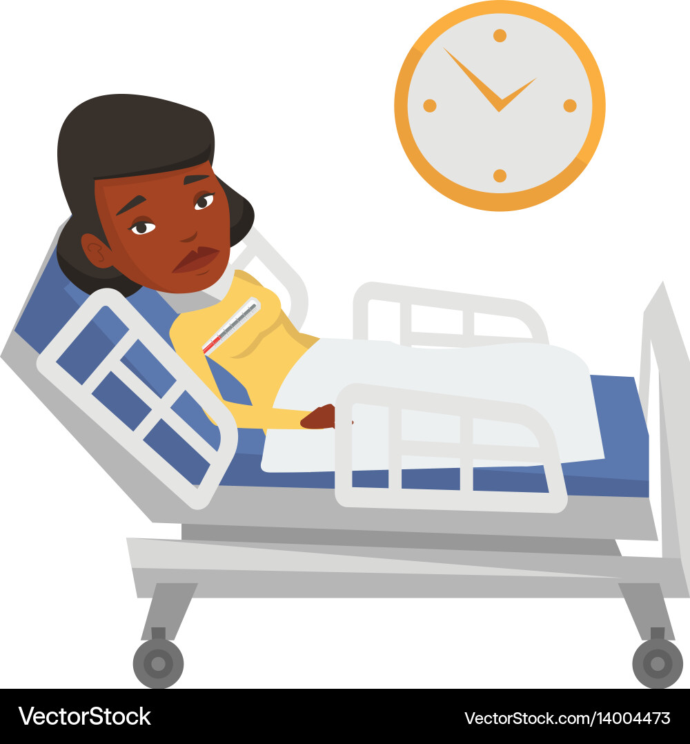 Sick woman measuring temperature with thermometer Vector Image