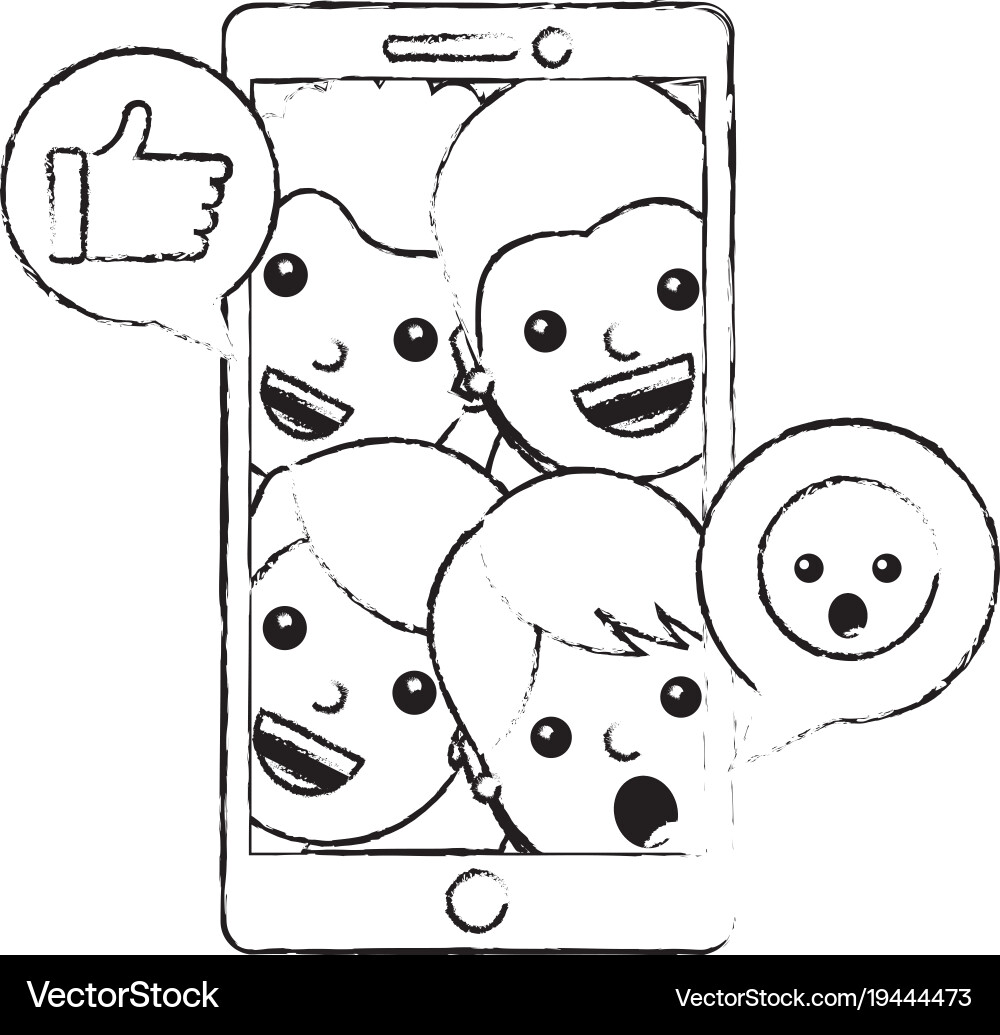 Smartphone people talking hand like and emoticon Vector Image