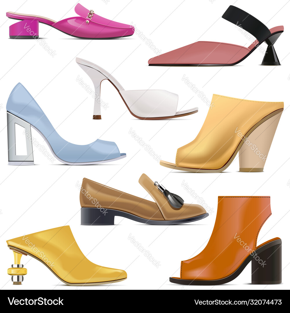Spring female shoes icons Royalty Free Vector Image