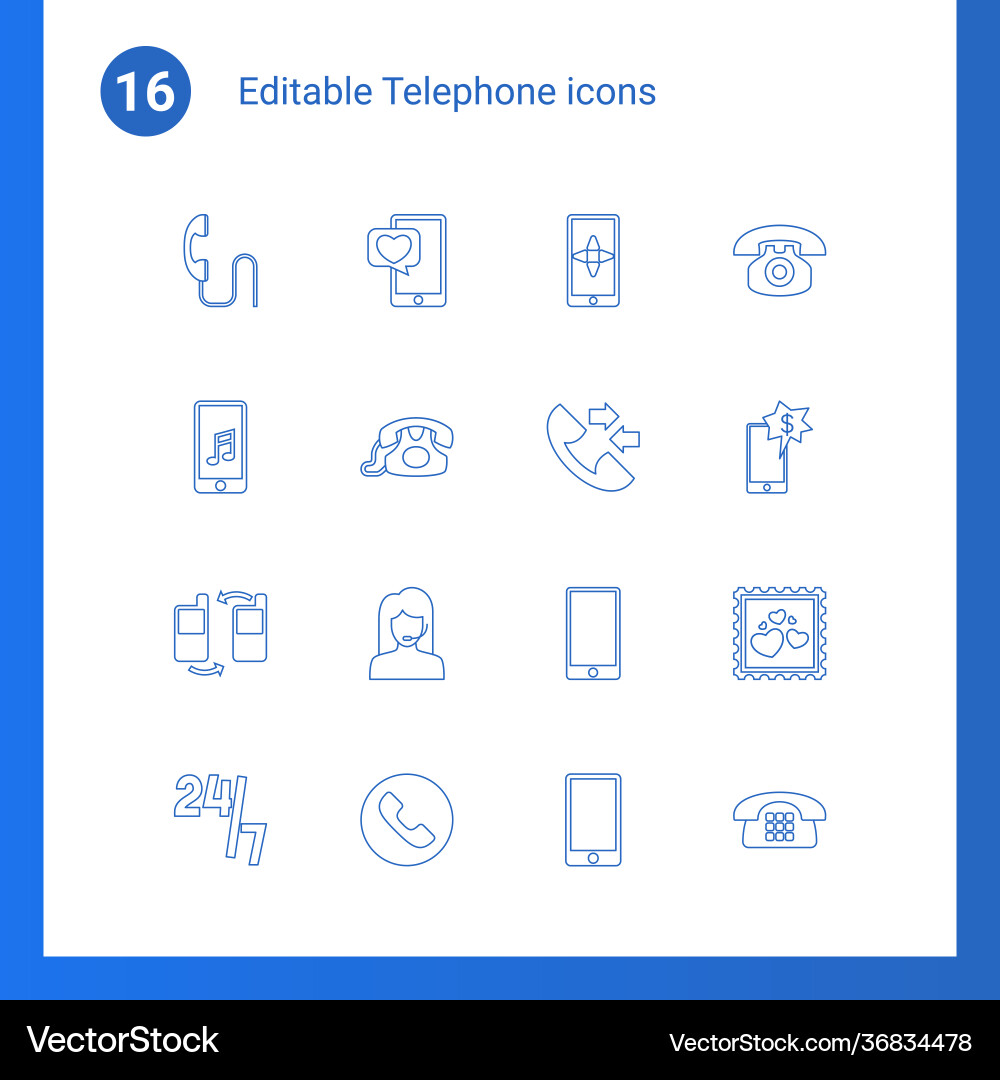 16 telephone icons Royalty Free Vector Image - VectorStock