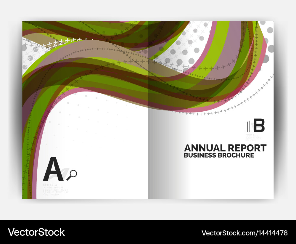 Business report cover template wave Royalty Free Vector