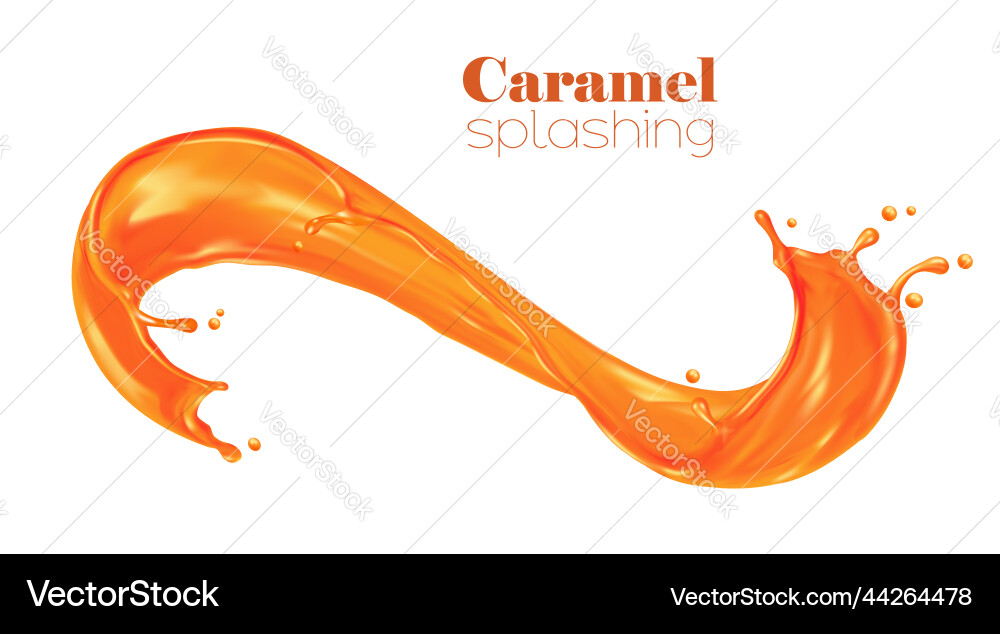 Caramel sauce syrup swirl wave splash candy flow Vector Image