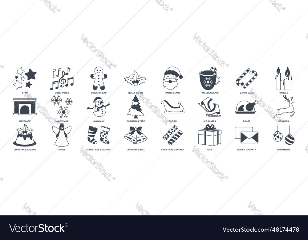 Christmas and new year icon set included icons as Vector Image