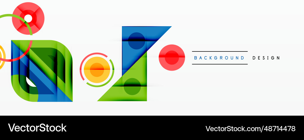 Colorful triangles and round shapes background Vector Image