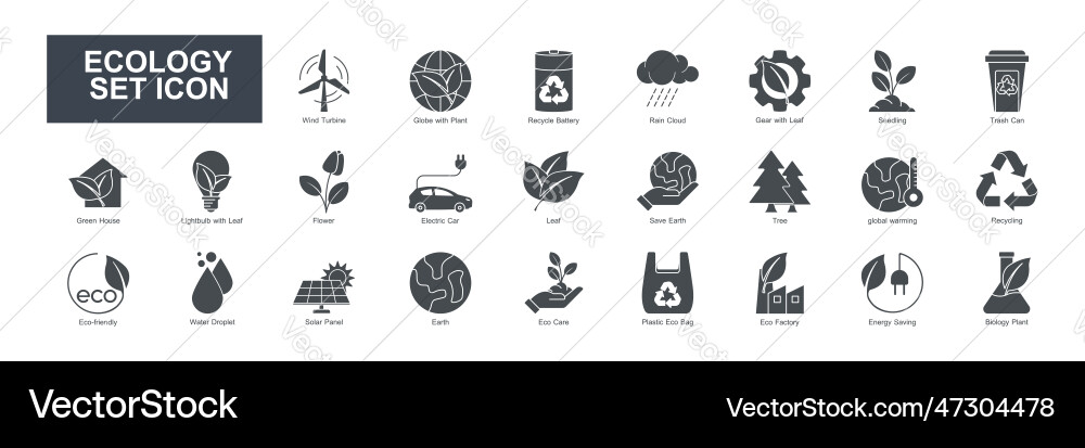 Ecology and environment set glyph icon symbol Vector Image