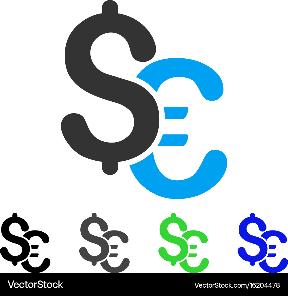 Euro and dollar currency flat icon Royalty Free Vector Image