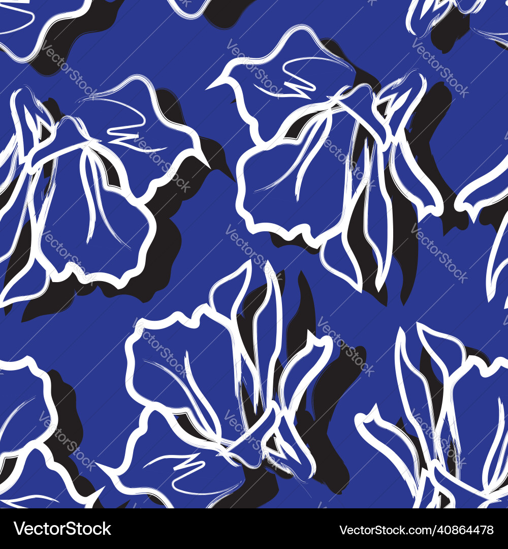 Floral Brush Strokes Seamless Pattern Background Vector Image