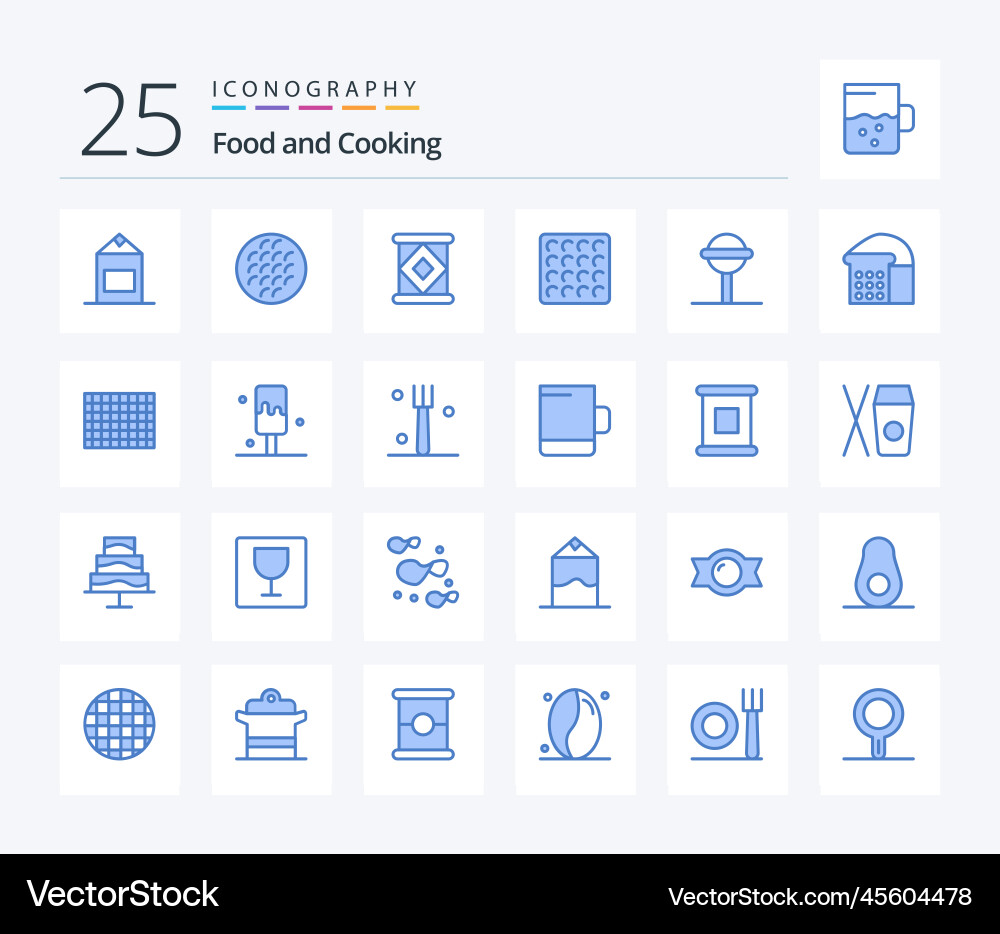 Food 25 blue color icon pack including bread Vector Image