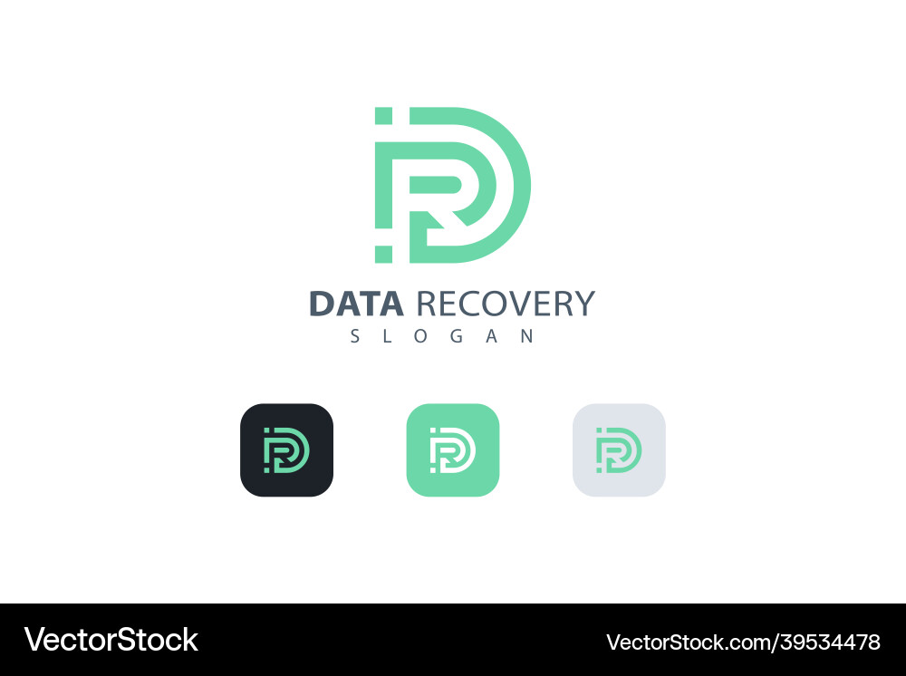 Letter d and r creative simple line art logo Vector Image